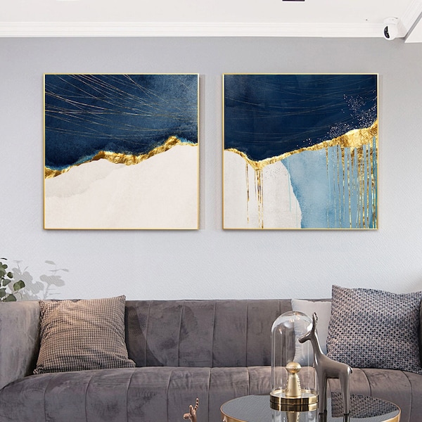 Blue Gold Wall Art - Etsy