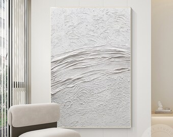 Original White 3D Texture Abstract Art White Minimalist Painting Modern Home Decor Art Special ...