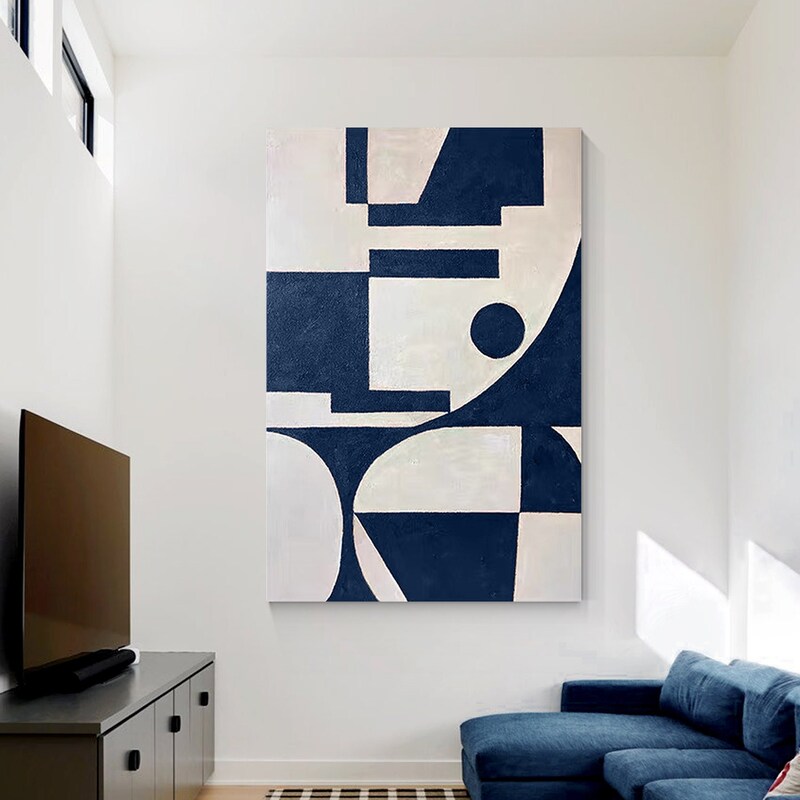 Blue Geometric Art - Etsy