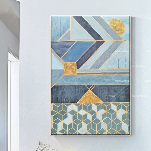 2 Pieces Wall Art Abstract Painting Geometric Art Paintings on | Etsy