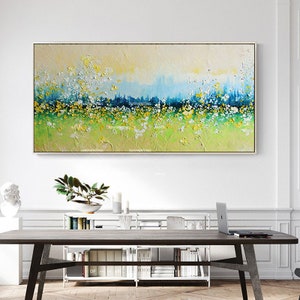 Original Abstract Acrylic Paintings on Canvas Yellow Floral - Etsy