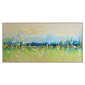 Original Abstract Acrylic Paintings on Canvas Yellow Floral - Etsy