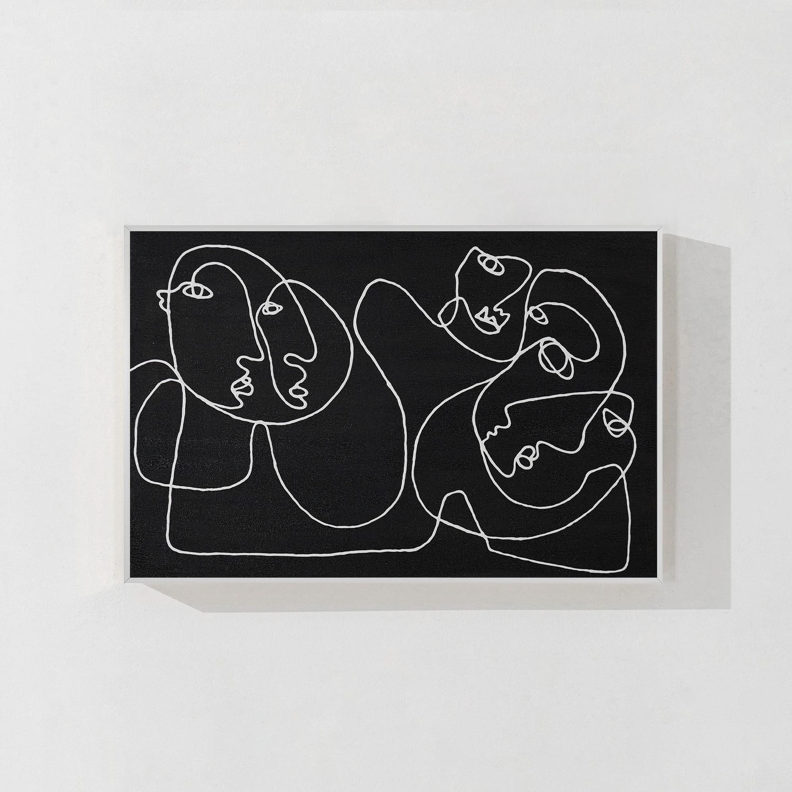 Picasso Line Art – Matte Black Minimalist Painting on Canvas, Modern ...