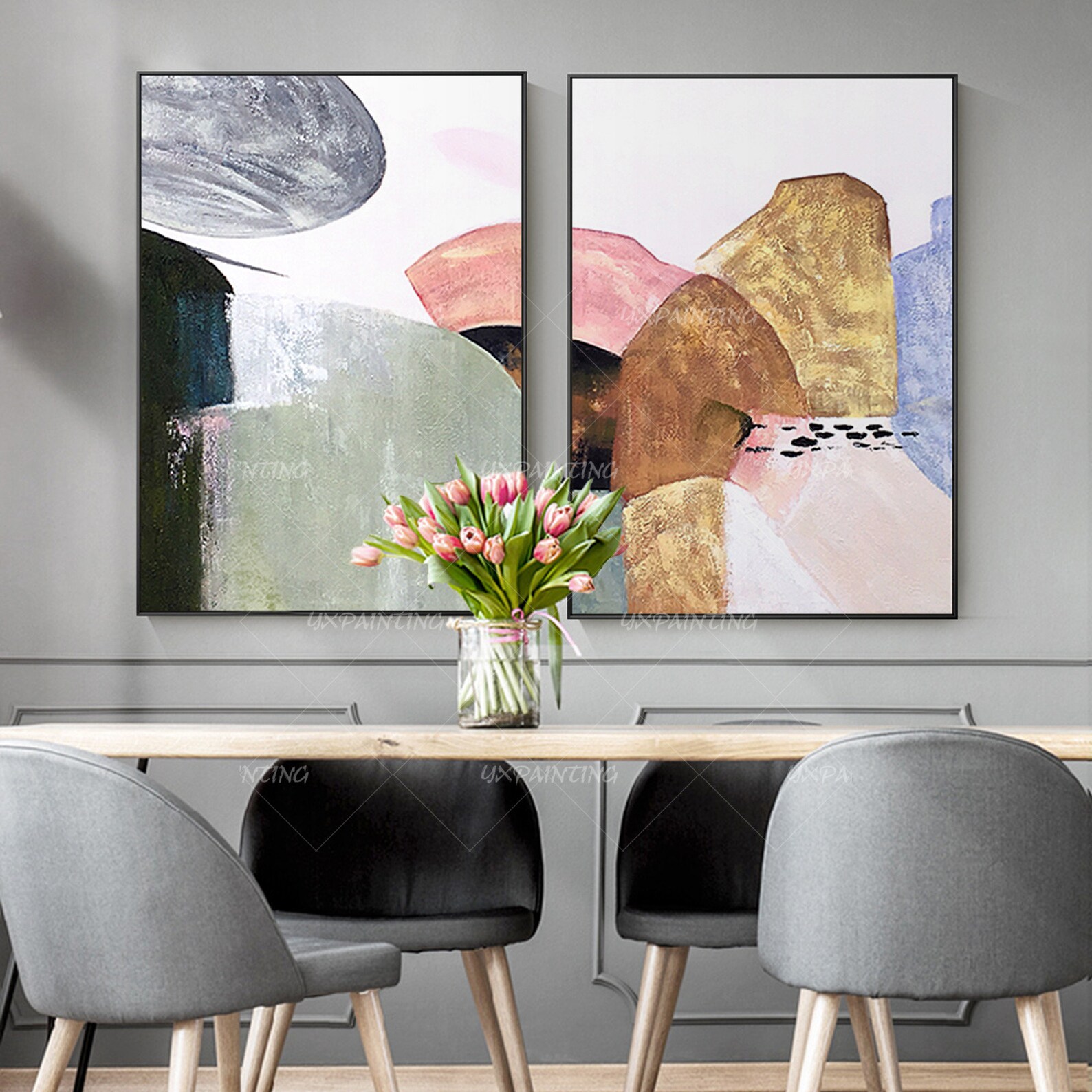 Framed Wall Art 2 Pieces Boho Wall Art Framed Geometric - Etsy