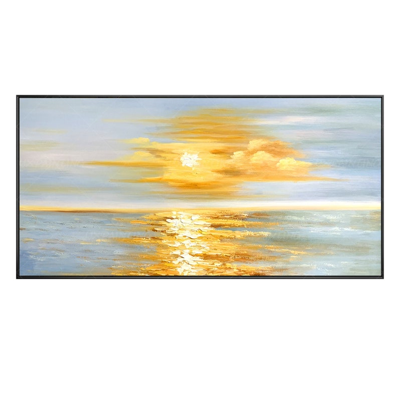 Golden Sunrise Wall Art Original Seascape Long Horizontal - Etsy