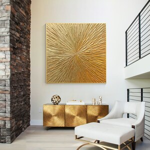 Gold Textured Art Abstract Painting Minimalist Painting on Canvas ...