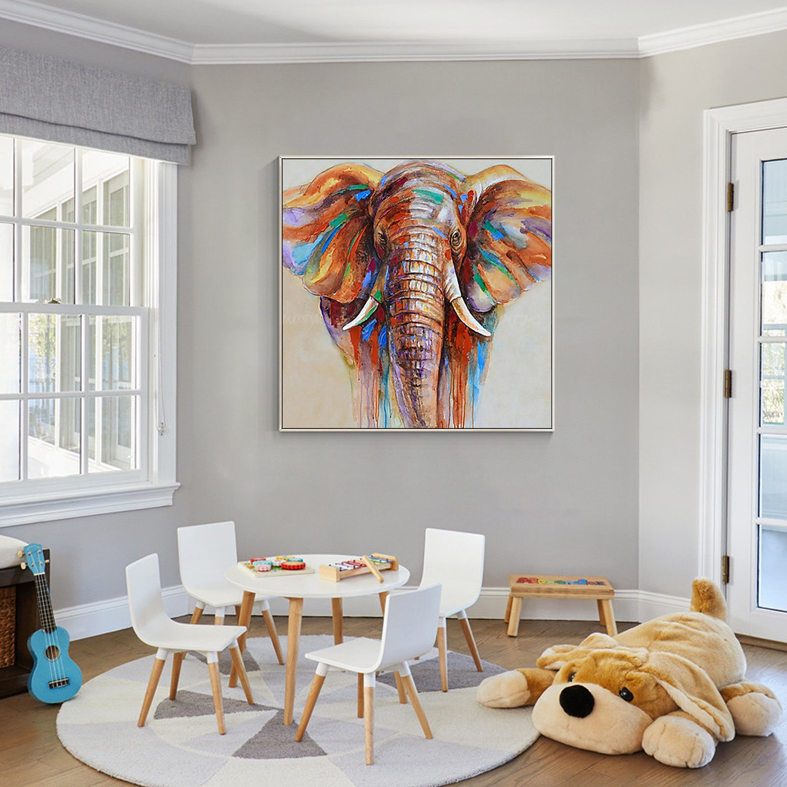 Elephant Painting Impressionist Elephant Extra Large Wall Art - Etsy