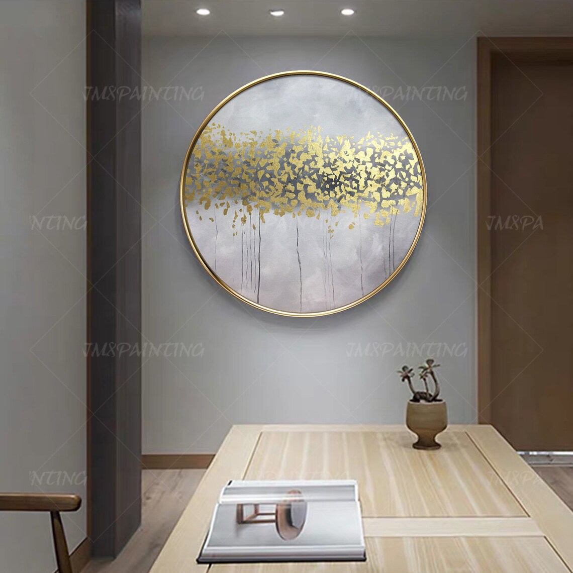 Original Abstract Tree Acrylic Painting on Canvas Round Framed - Etsy