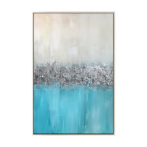 Silver Leaf Blue Original Abstract Painting on Canvas, Extra Large ...
