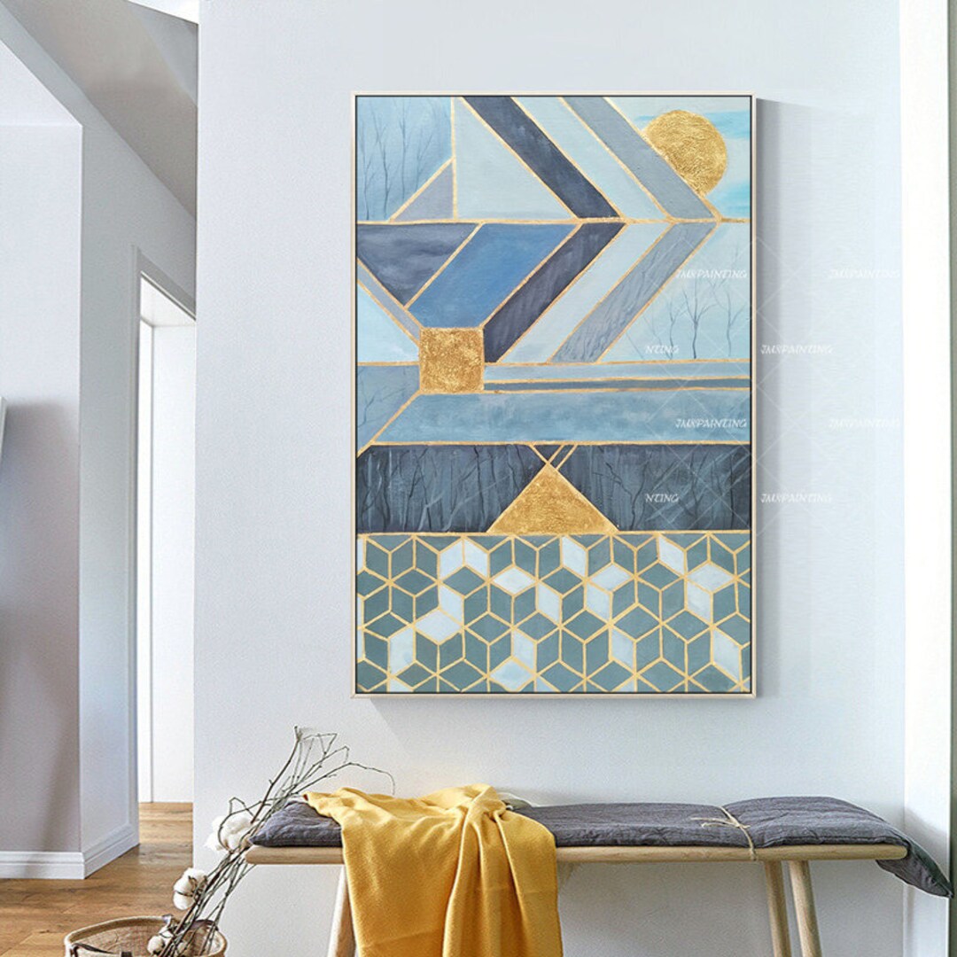 Framed Wall Art Abstract Geometric Art Acrylic Paintings on - Etsy