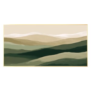 Mountains Abstract Painting Beige Green Wall Art Decor, Mountain ...