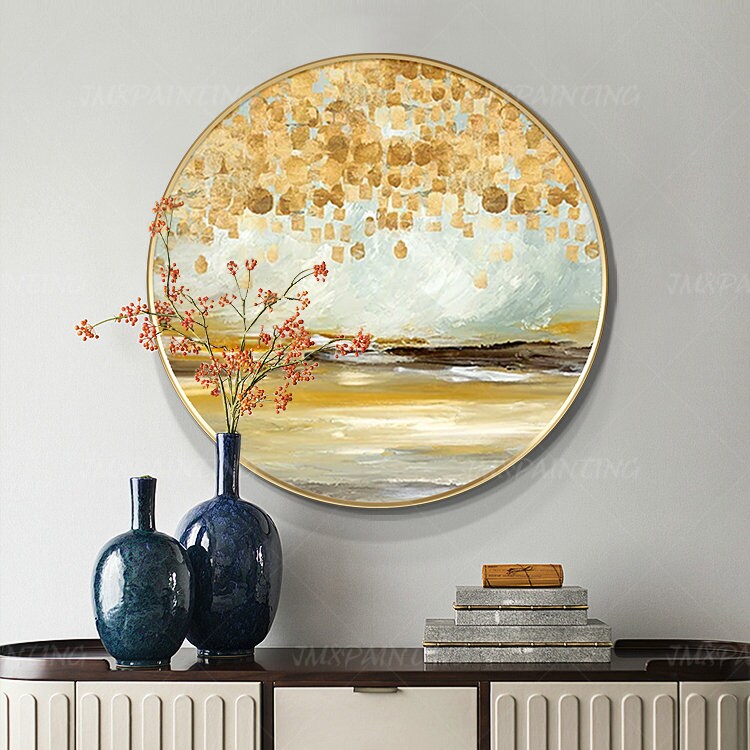 Original Abstract Scenery Acrylic Painting on Canvas Round - Etsy