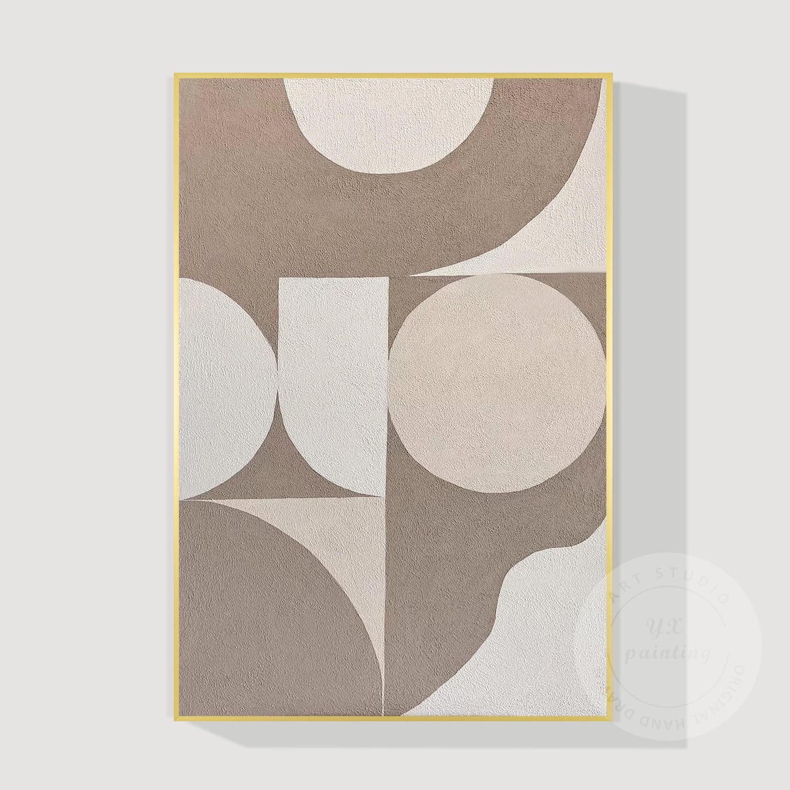 Beige Geometric Abstract Painting: Textured Organic Modern Wall Art - Etsy