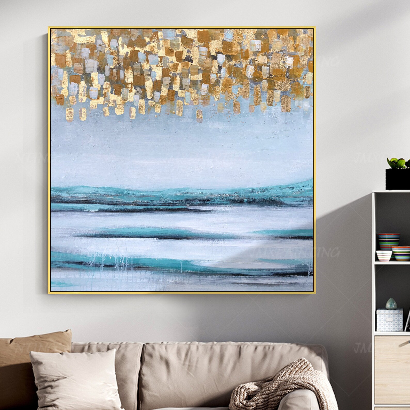 Framed Wall Art Gold Painting Original Abstract Acrylic | Etsy