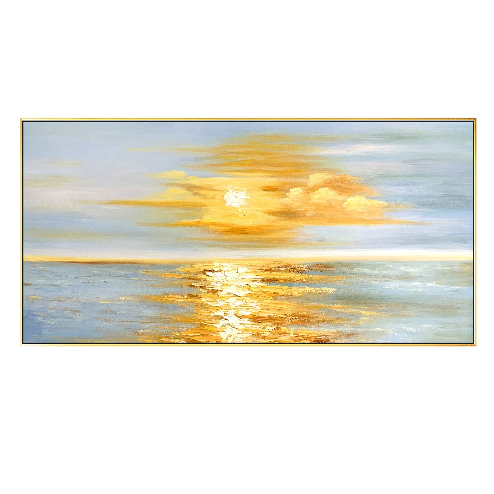Golden Sunrise Wall Art Original Seascape Long Horizontal - Etsy