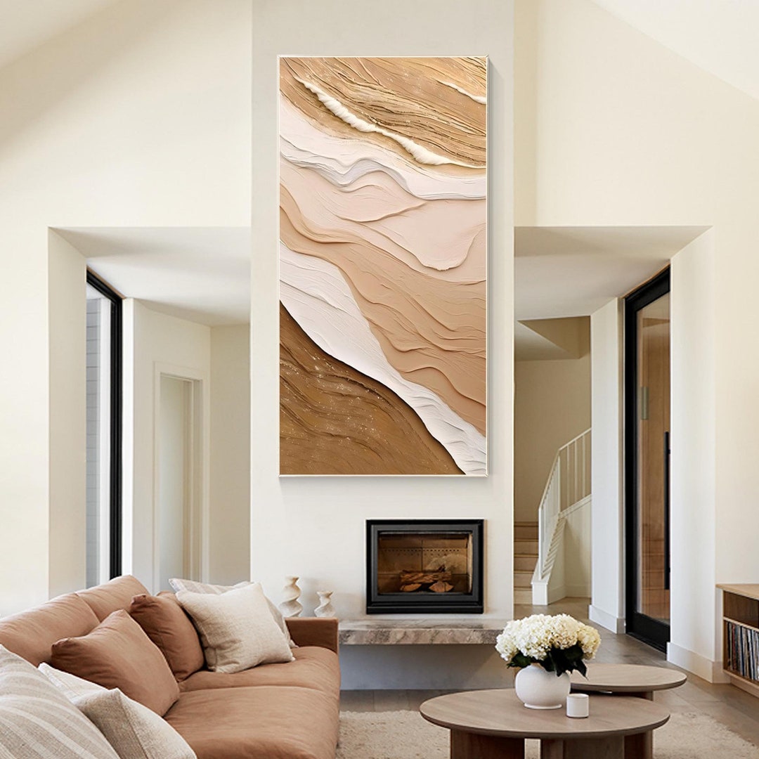 Earth Tone Art Original Painting on Canvas, Earth Tone Ocean Waves ...