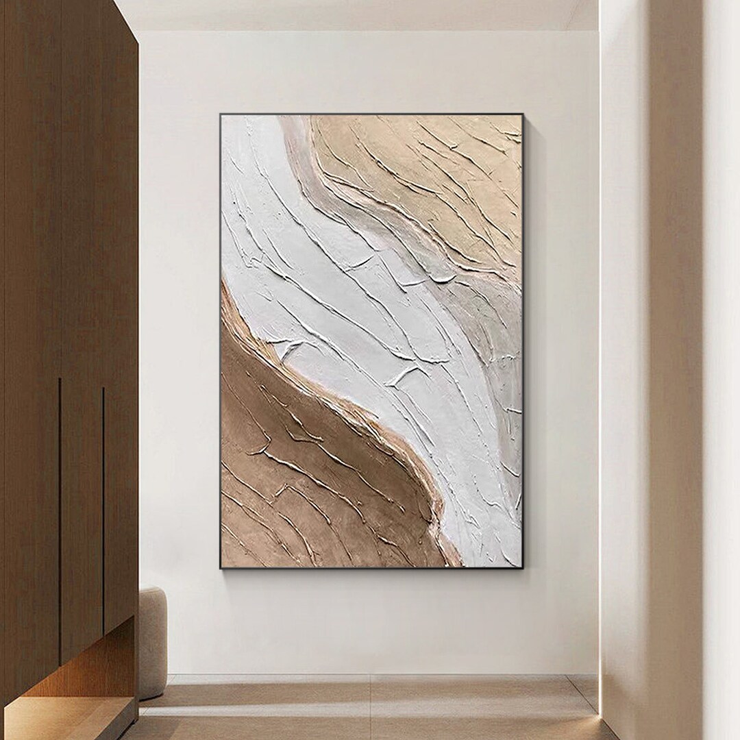 Brown White Beige Abstract Textured Wall Art Original Painting, Living ...