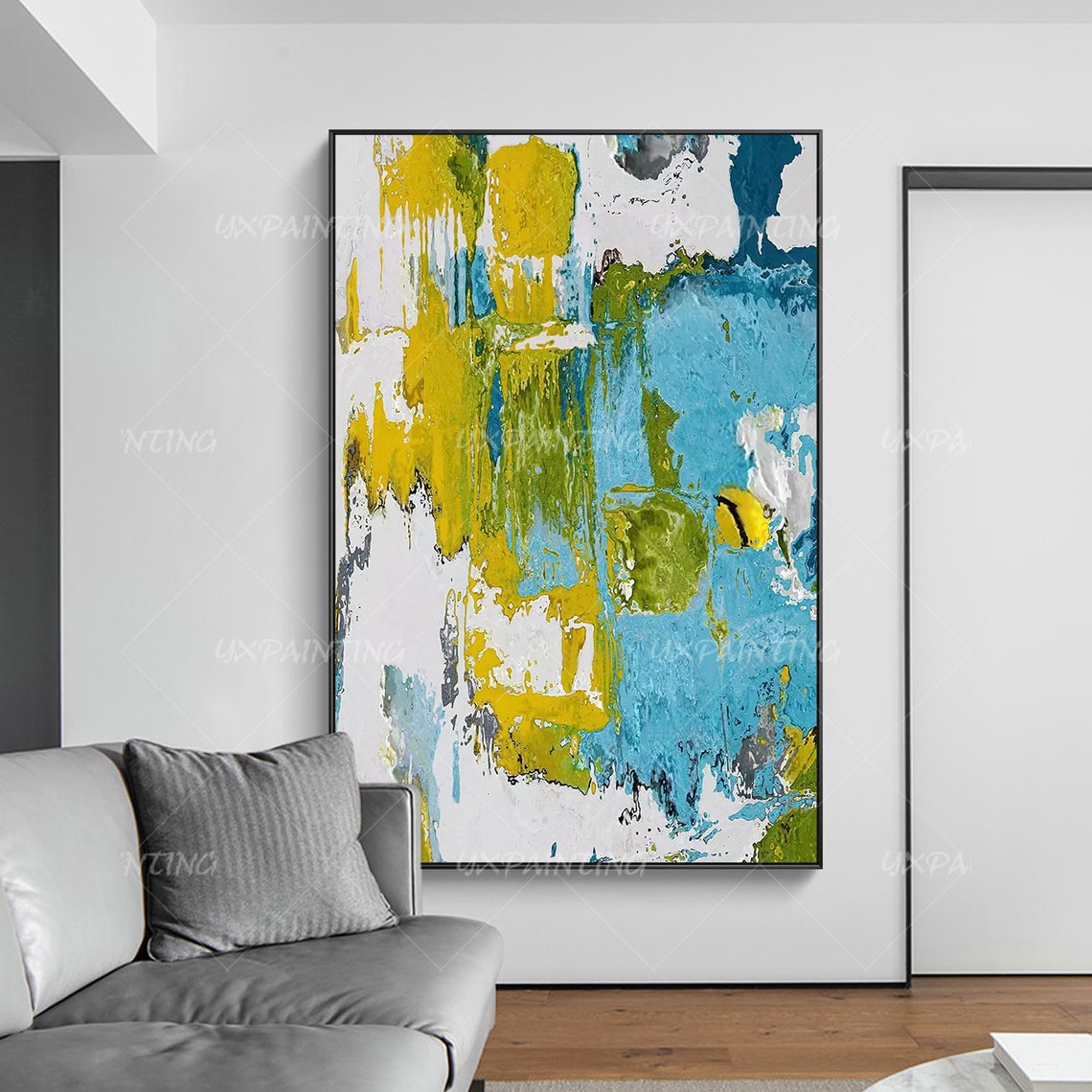 Original Art Abstract Acrylic Paintings on Canvas Yellow and - Etsy