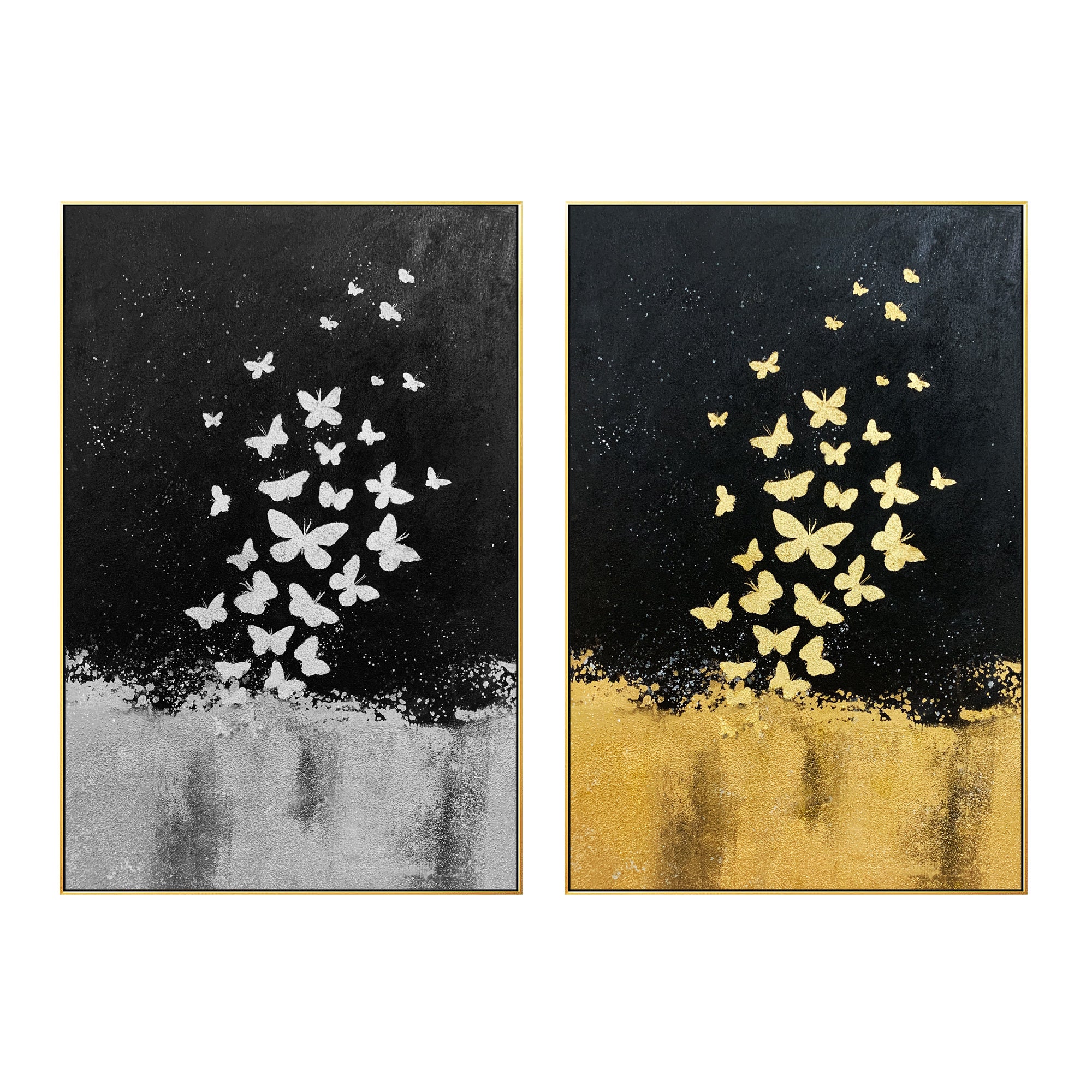 Tree Vanilla Painting On Canvas 2 Set Textured Trees Silver Leaf ...