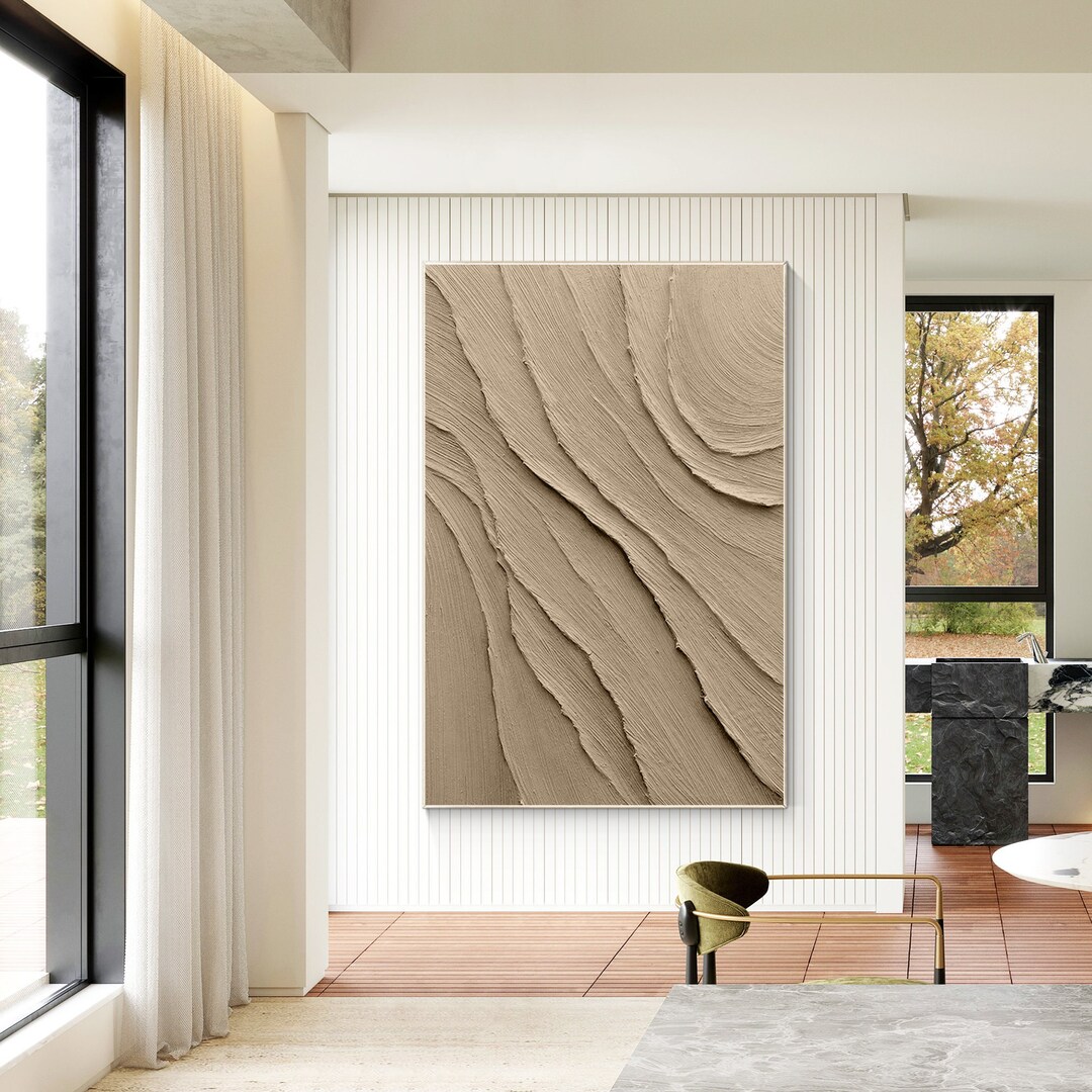 Earth Tone Art Minimalist Painting on Canvas, 3D Textured Art, Modern ...