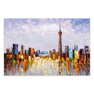 Toronto Skyline Cityscape Painting Canvas, Original Painting Heavy ...
