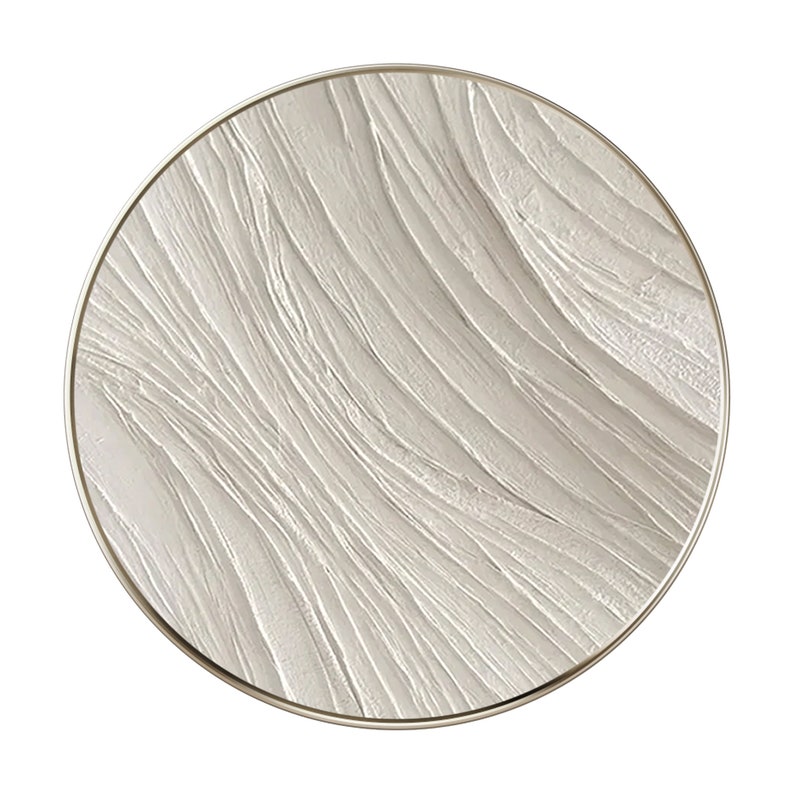 Round 3D White Texture Wall Art Framed Minimalist Painting on - Etsy