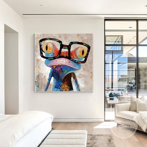Frog Painting POP Frog Wall Art Textured Painting on Canvas, Frog ...