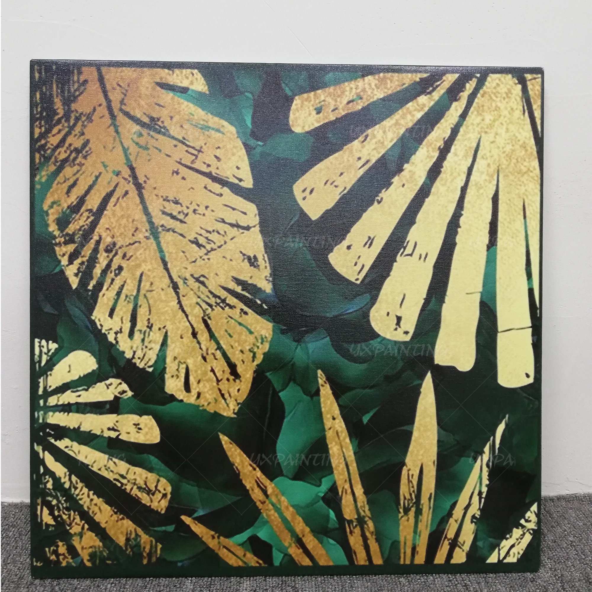 Gold print Abstract print Painting Canvas print Large painting | Etsy