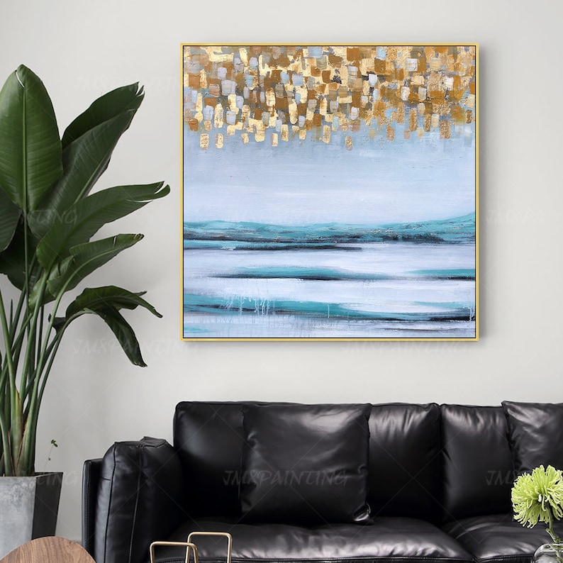 Framed Wall Art Gold Painting Original Abstract Acrylic | Etsy