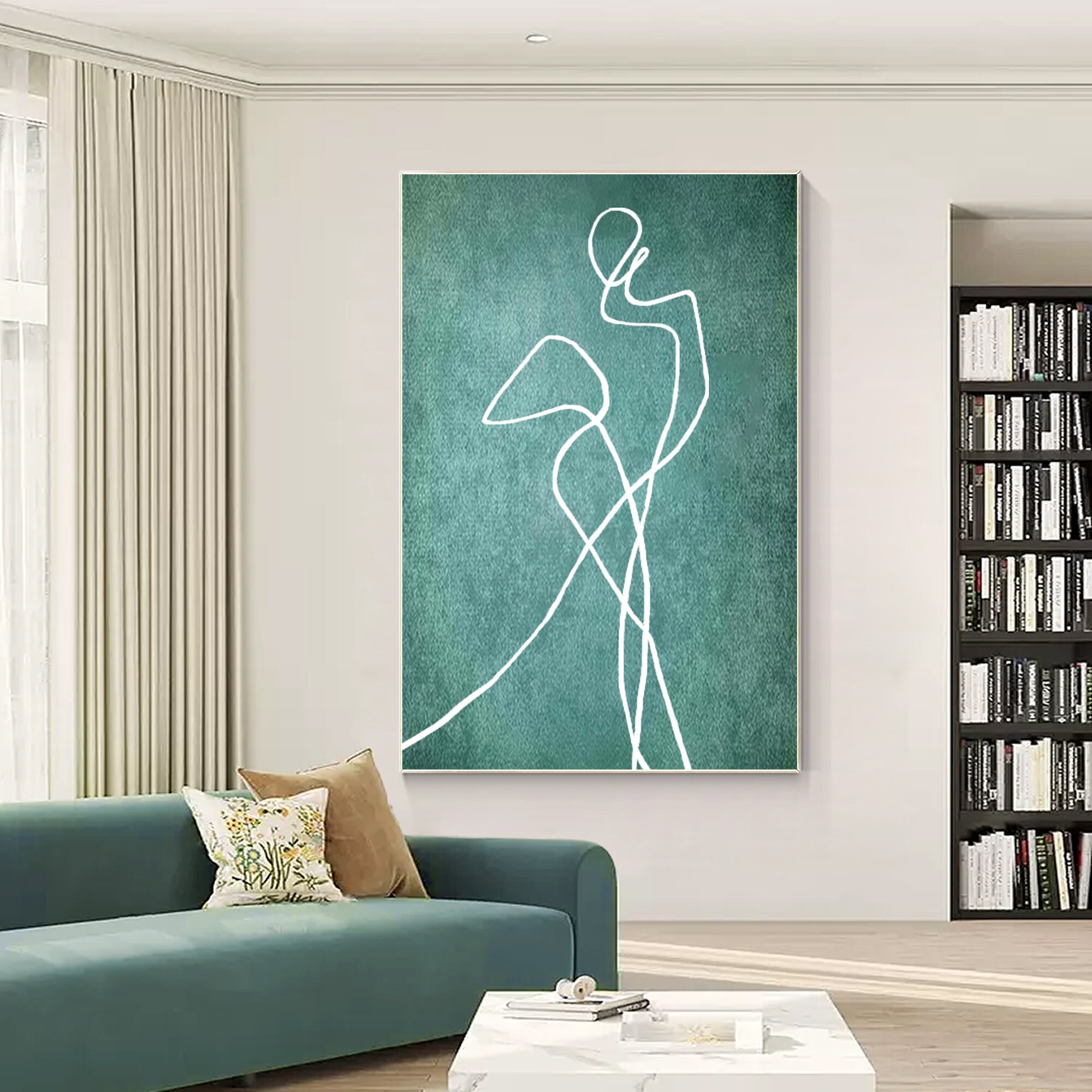 Green Dancer Stick Figure Original Painting on Canvas Extra - Etsy