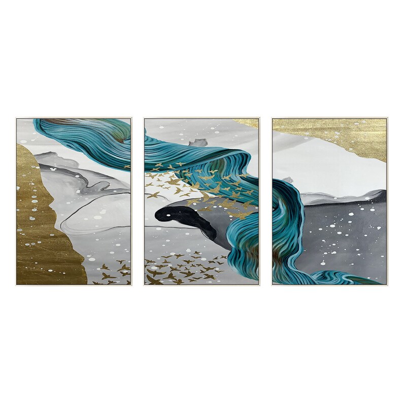 3 Pieces Abstract Canvas Line Framed Wall Art - Etsy