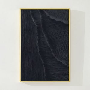 Matte Black Art Thick 3D Texture Original Painting on Canvas Extra ...