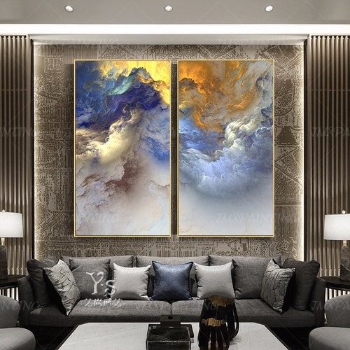 Gold Line Framed Paintings on Canvas Original Art Abstract | Etsy