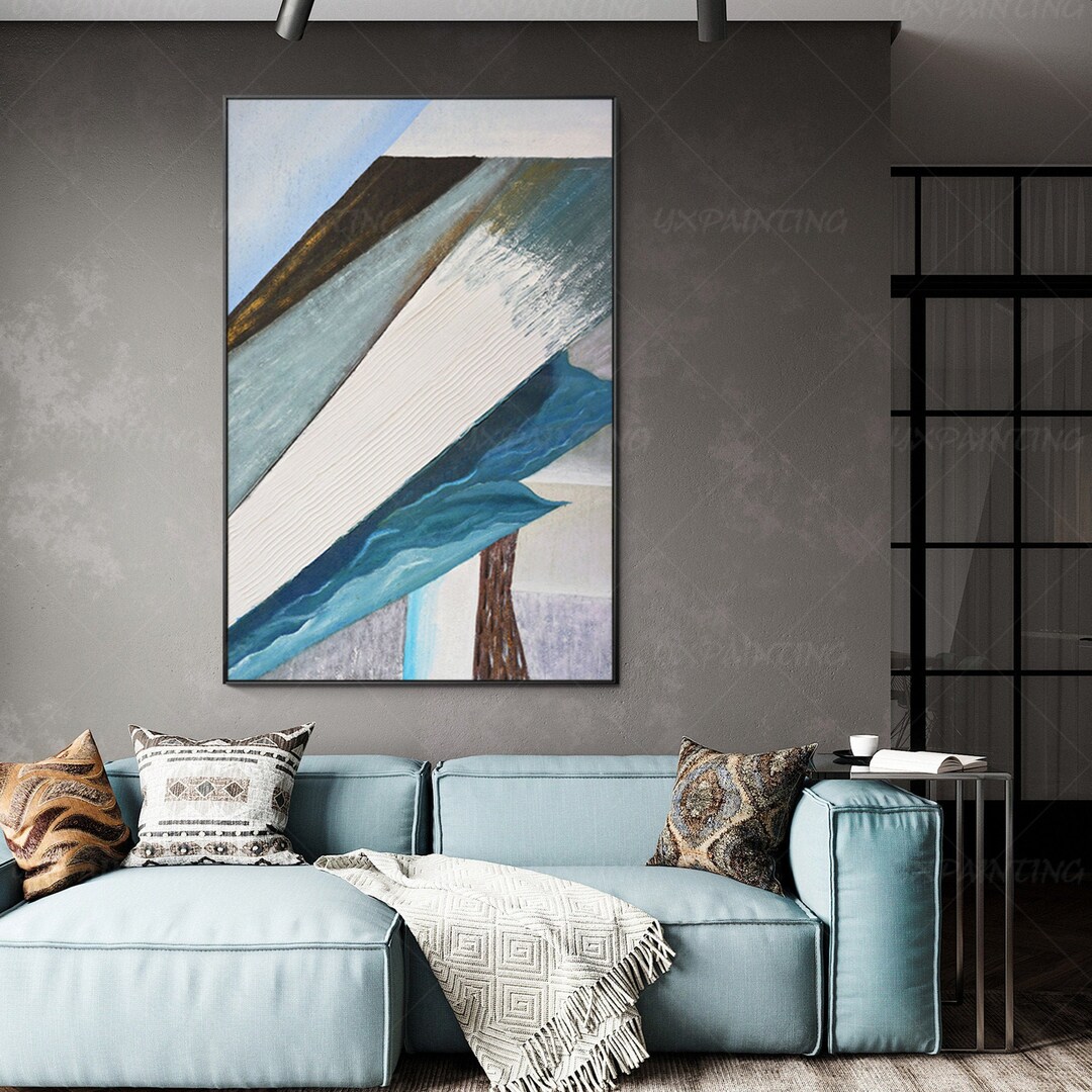 Framed Wall Art Abstract Geometric Painting on Canvas Original - Etsy