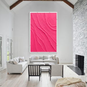 Dopamine Pink 3D Textured Painting: Minimalist Acrylic Shadow Box Art ...