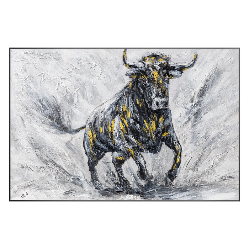 King of Bull Painting Original Painting on Canvas Black and - Etsy