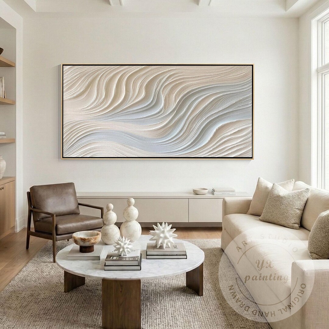 Neutral Beige Textured Wall Art, Large Wabi Sabi Abstract Canvas ...