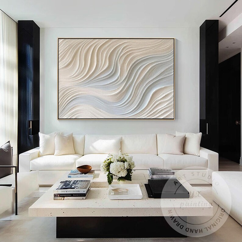 Neutral Beige Textured Wall Art, Large Wabi Sabi Abstract Canvas ...