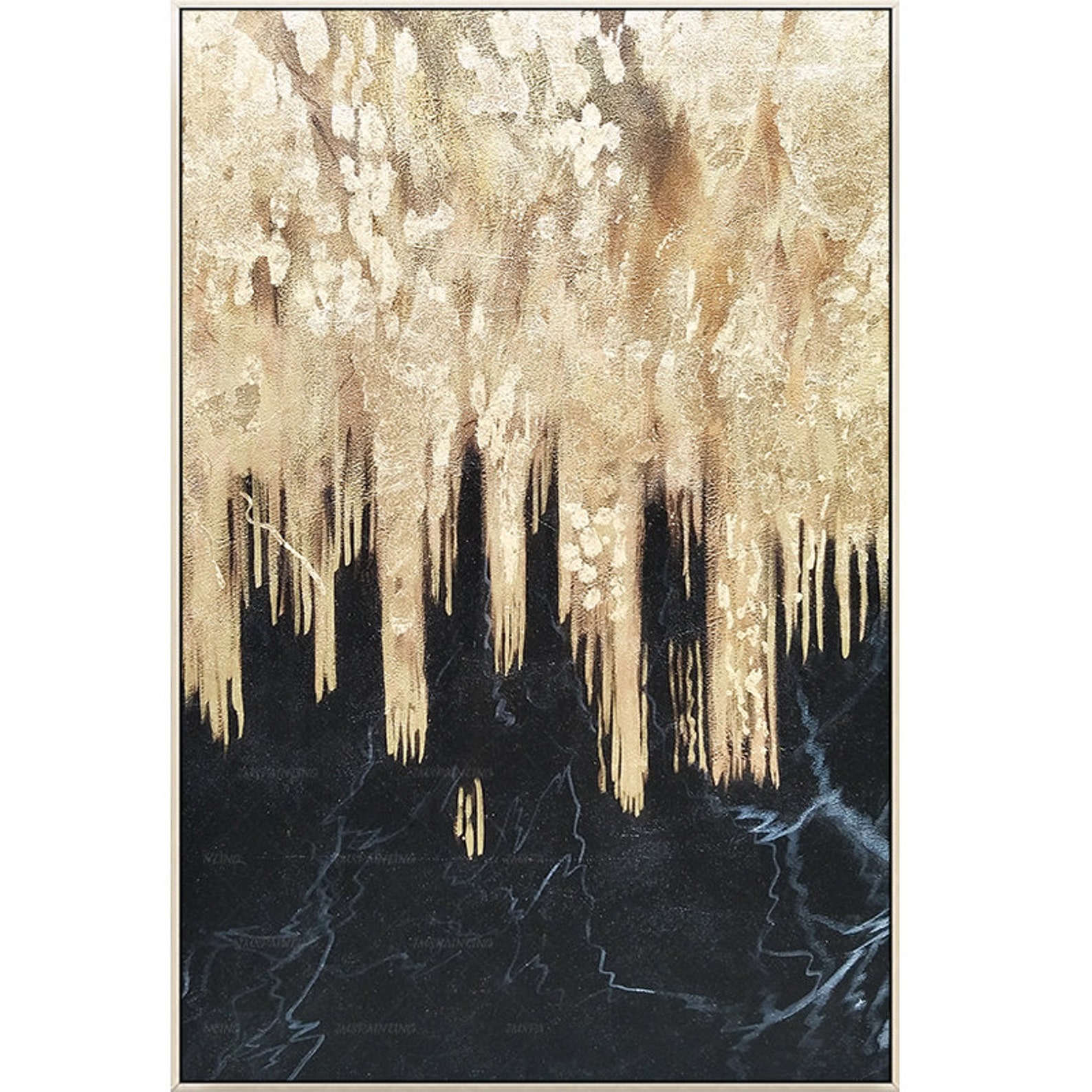 Gold Art Original Art Waterfall Gold Leaf Framed Wall Art - Etsy UK