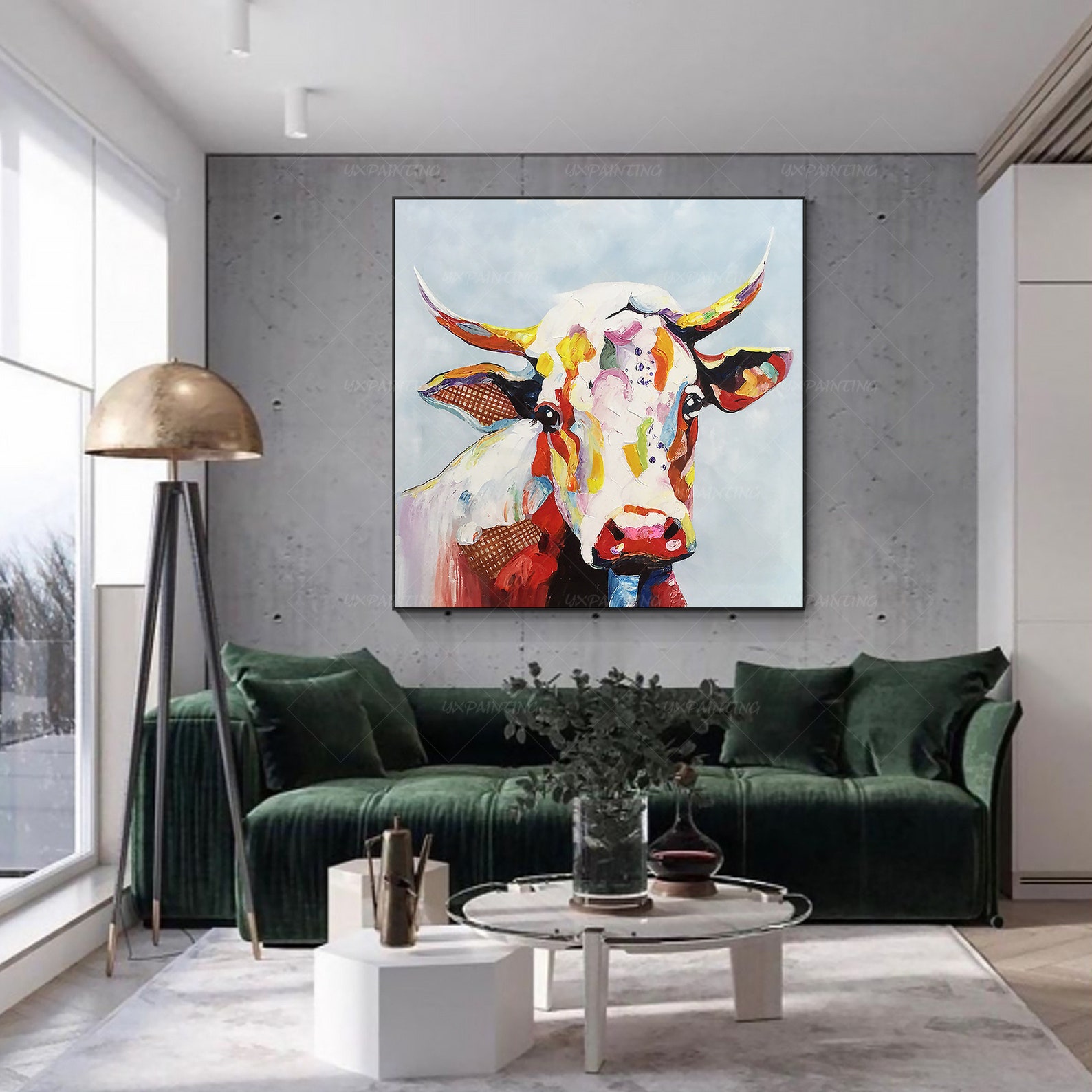 Colorful Cow Texture Wall Art Original Painting on Canvas - Etsy