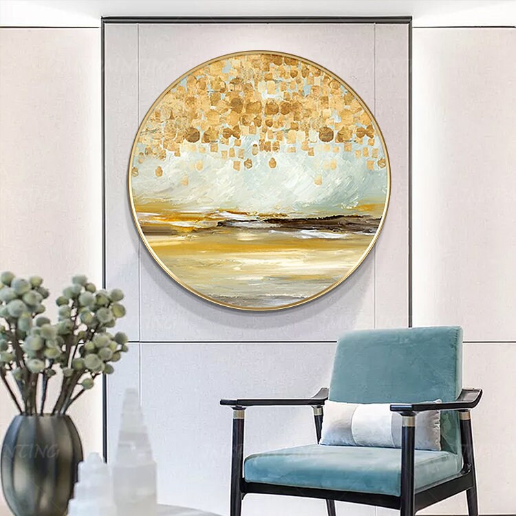 Original Abstract Scenery Acrylic Painting on Canvas Round - Etsy