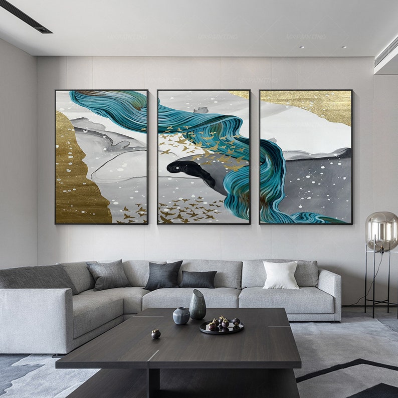 3 Pieces Abstract Canvas Line Framed Wall Art - Etsy