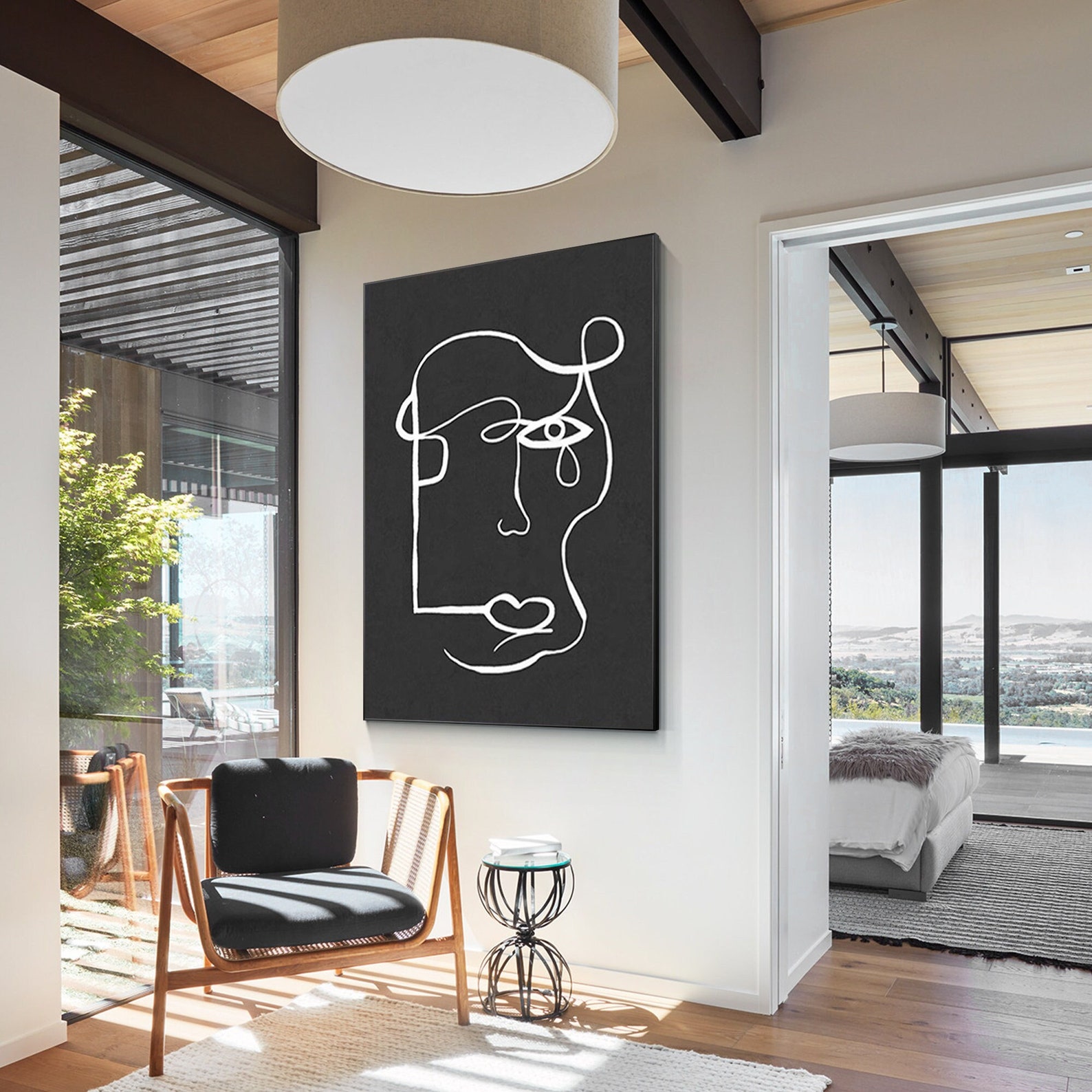 Abstract Face Picasso Line Art Painting – Minimalist Black & White ...