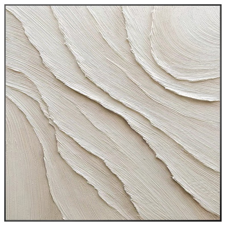 3D Textured Cream Beige Painting: Minimalist Square Canvas Wall Art - Etsy