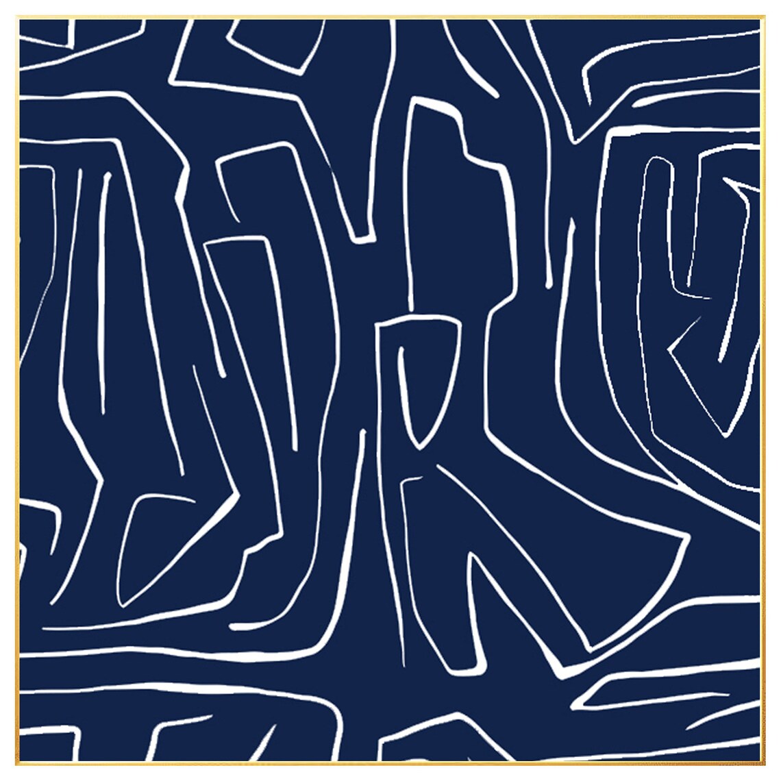 Navy Blue Abstract Painting: Minimalist Canvas Wall Art - Etsy