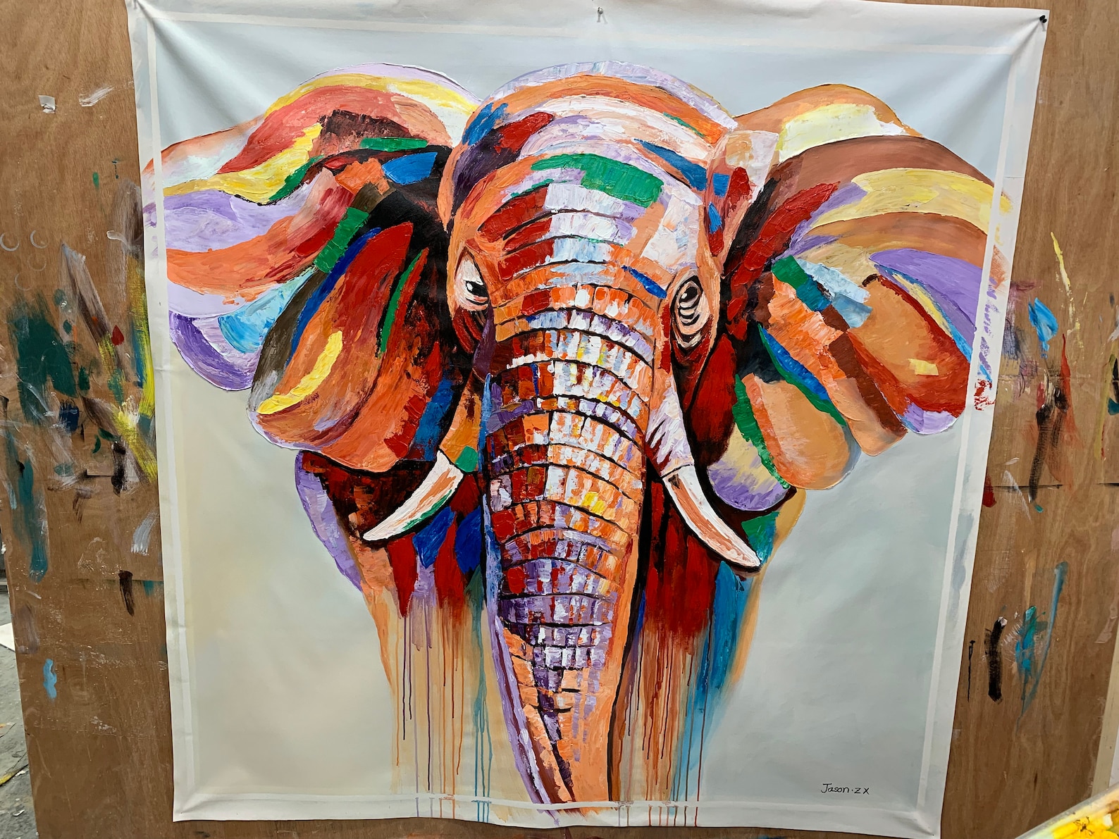 Elephant Painting Impressionist Elephant Extra Large Wall Art - Etsy