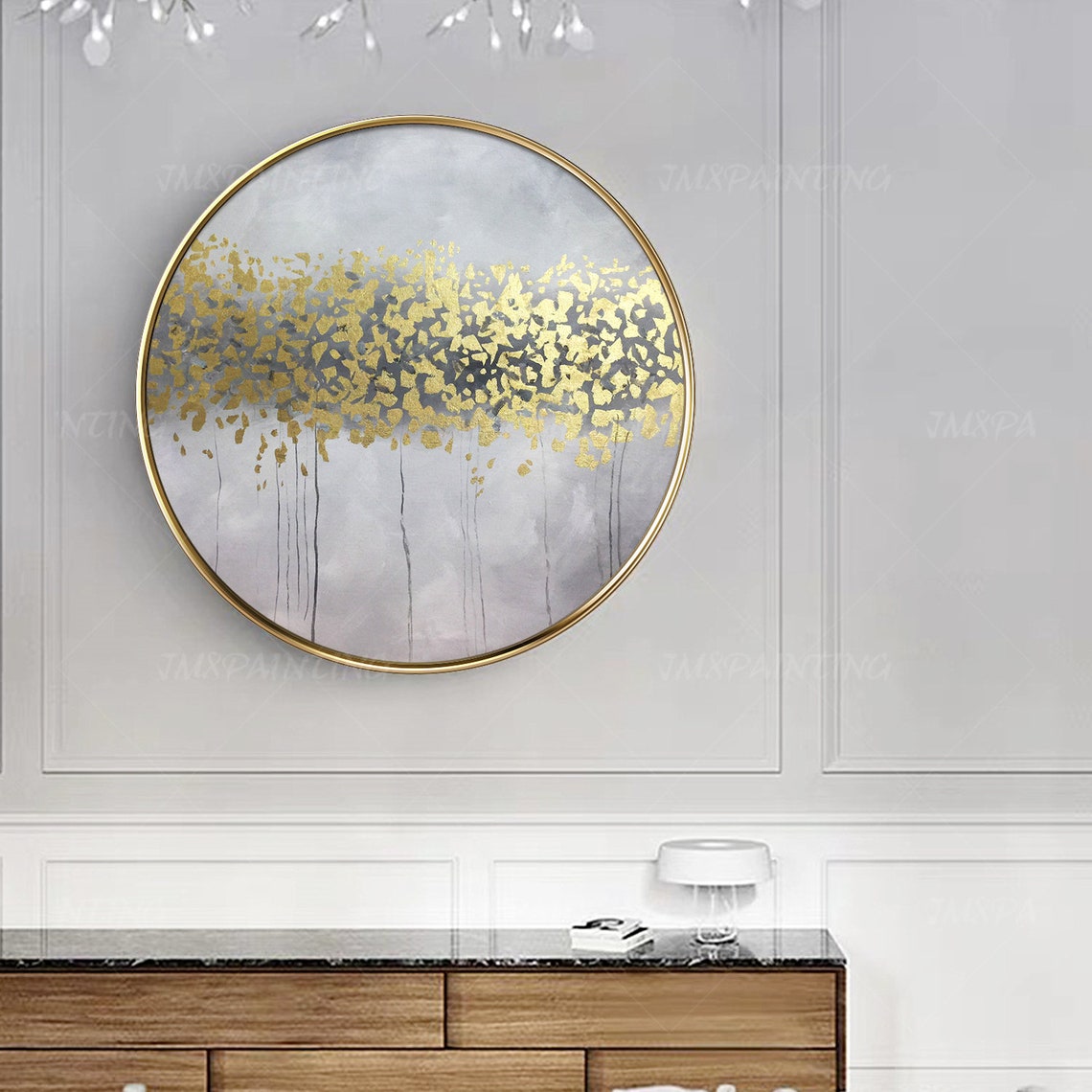 Original Abstract Tree Acrylic Painting on Canvas Round Framed - Etsy