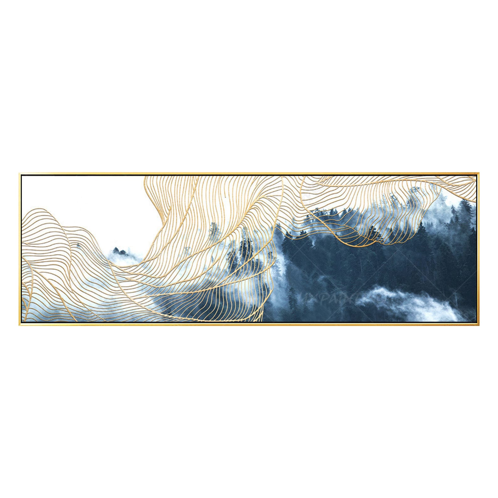 Gold Line Framed Paintings on Canvas Original Art Abstract - Etsy