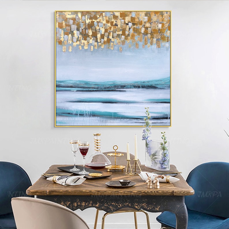 Framed Wall Art Gold Painting Original Abstract Acrylic | Etsy