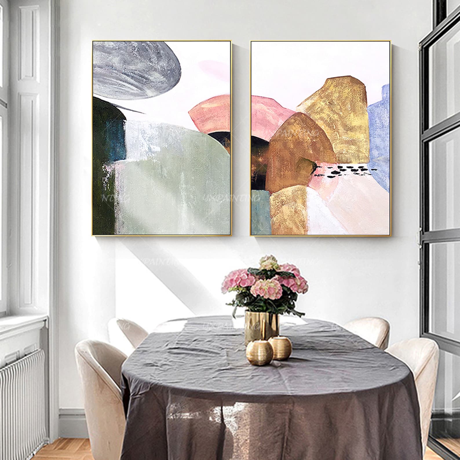 Framed Wall Art 2 Pieces Boho Wall Art Framed Geometric - Etsy